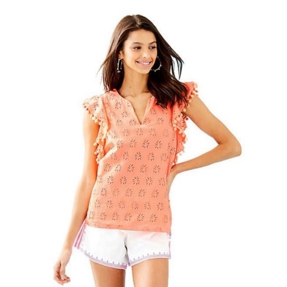 Lilly Pulitzer | Tops | Lilly Pulitzer Palm Tree Eyelet Top | Poshmark